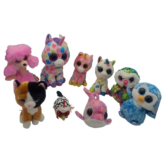 Ty | Toys | Lot Of 9 Ty Beanie Boos Big Eyes Retired Cute Cuddled Plush ...